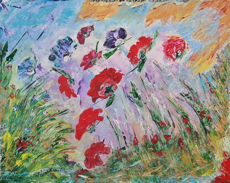 Poppy Field Painting by Juila Goldsmith | Saatchi Art