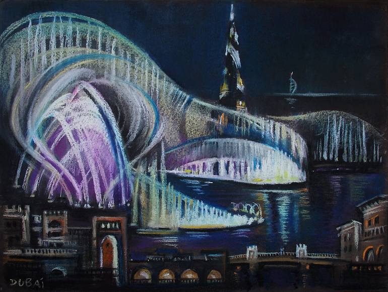 City of the future - Dubai Drawing by Elena Tolunay | Saatchi Art
