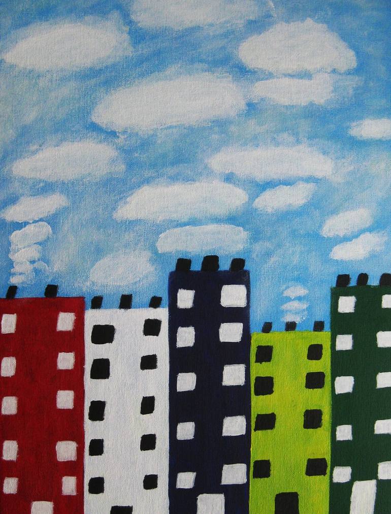 Houses make clouds Painting by Svetlana Yagodich | Saatchi Art