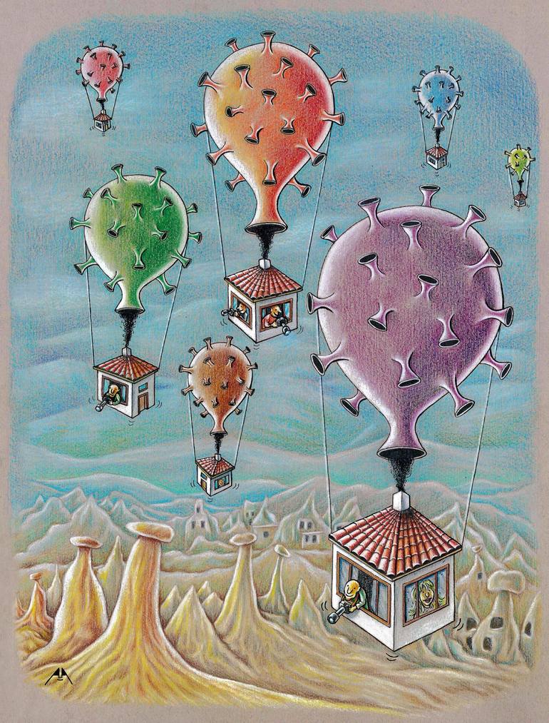 Tourism in the pandemic Drawing by ASKIN AYRANCIOGLU | Saatchi Art