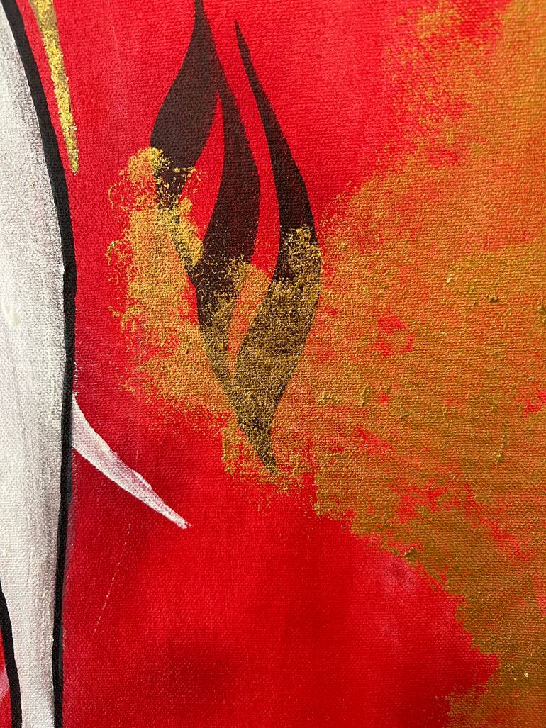 Wahidat Fahasb” Red Islamic Modern Art ALLAH name Painting Painting by Aqsa Jameel Raja ...