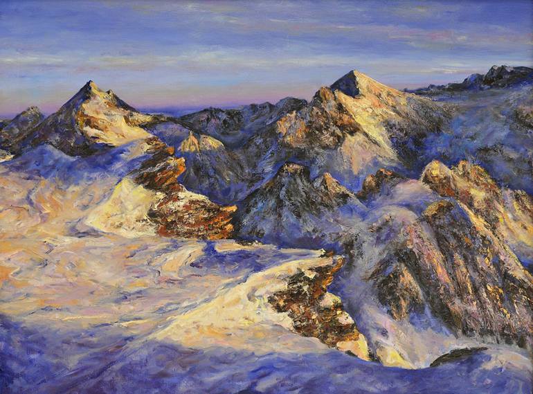 Sunrise in the Altai mountains Painting by Galina Kozymenko | Saatchi Art