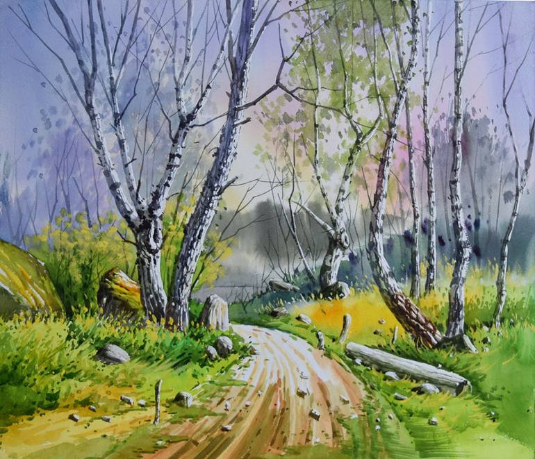 a rural scene in spring Painting by doyoung kim | Saatchi Art