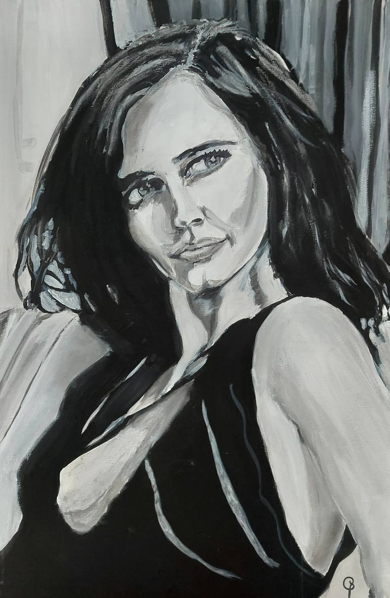 Eva Green Bw Painting by CAROLINA POLARA | Saatchi Art