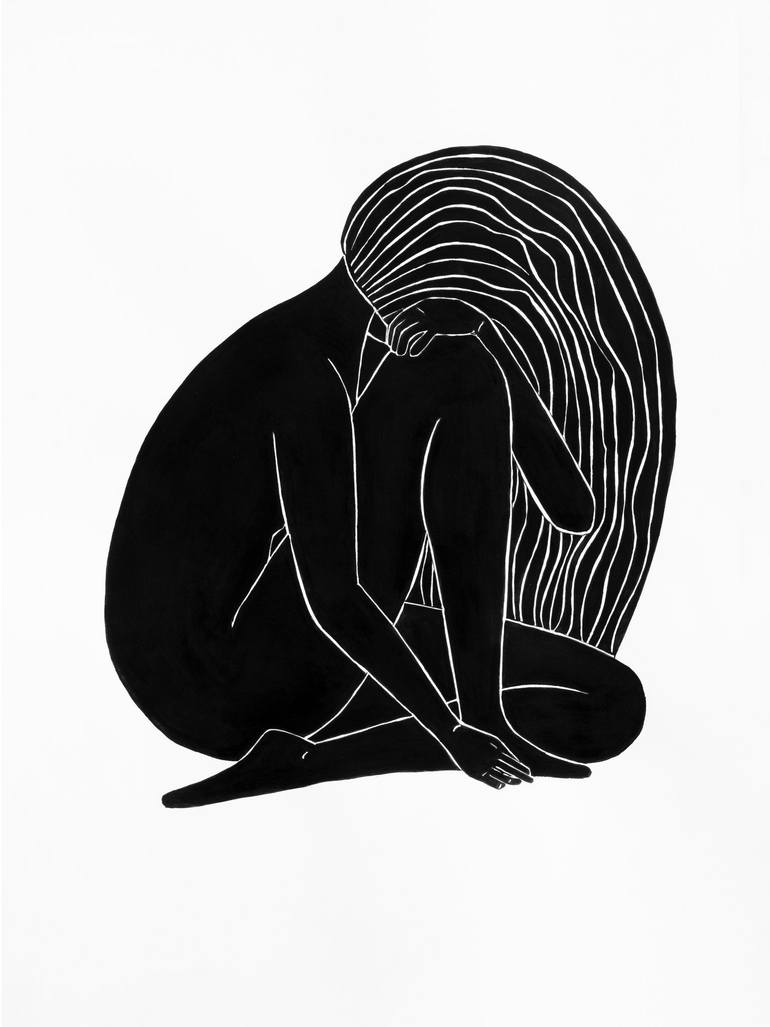 Black Lady Drawing by Magdalena Szata | Saatchi Art