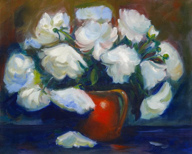 White flowers Painting by adele hendricks | Saatchi Art