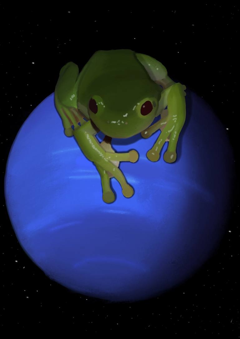 Green Frogs of Neptune Mixed Media by Figgy OConnell | Saatchi Art