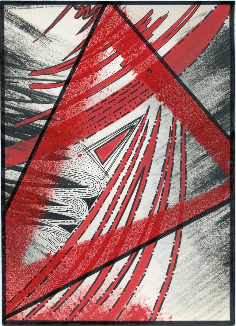 Crimson red. Triangle. Energizing. Image through lines and points ...