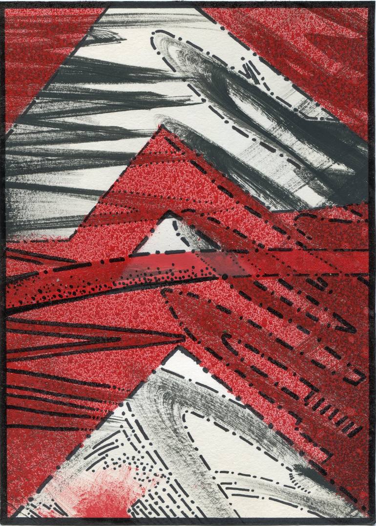 Crimson red. Triangle. Energizing. Image through lines and points ...