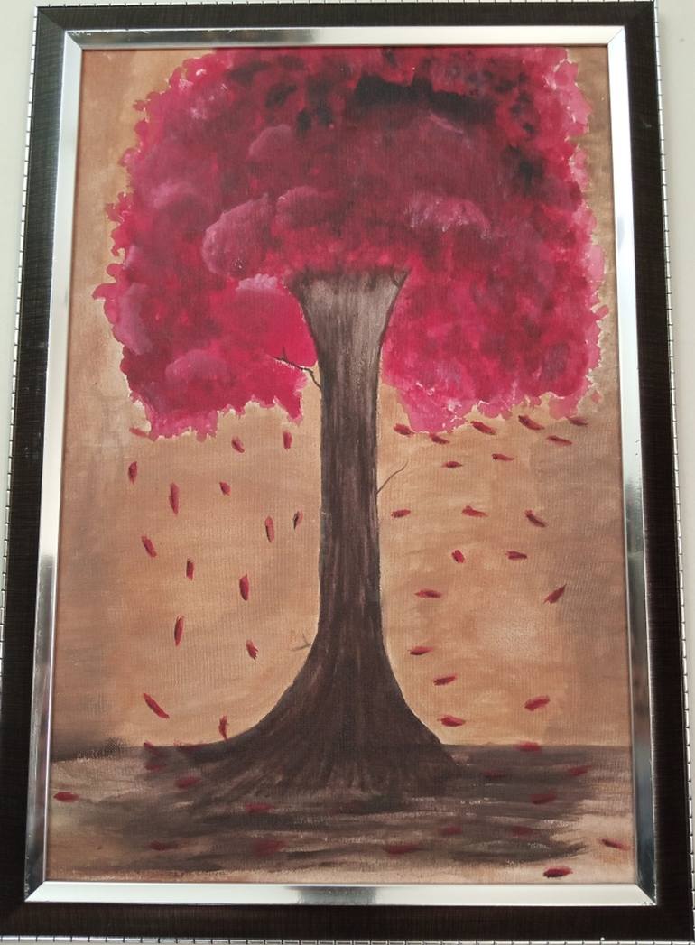Red tree Painting by Ifrah Ikram | Saatchi Art