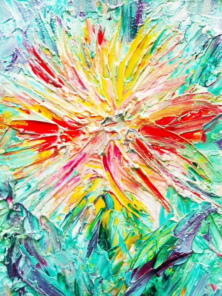 Red Aster Painting by Selena Sashina | Saatchi Art