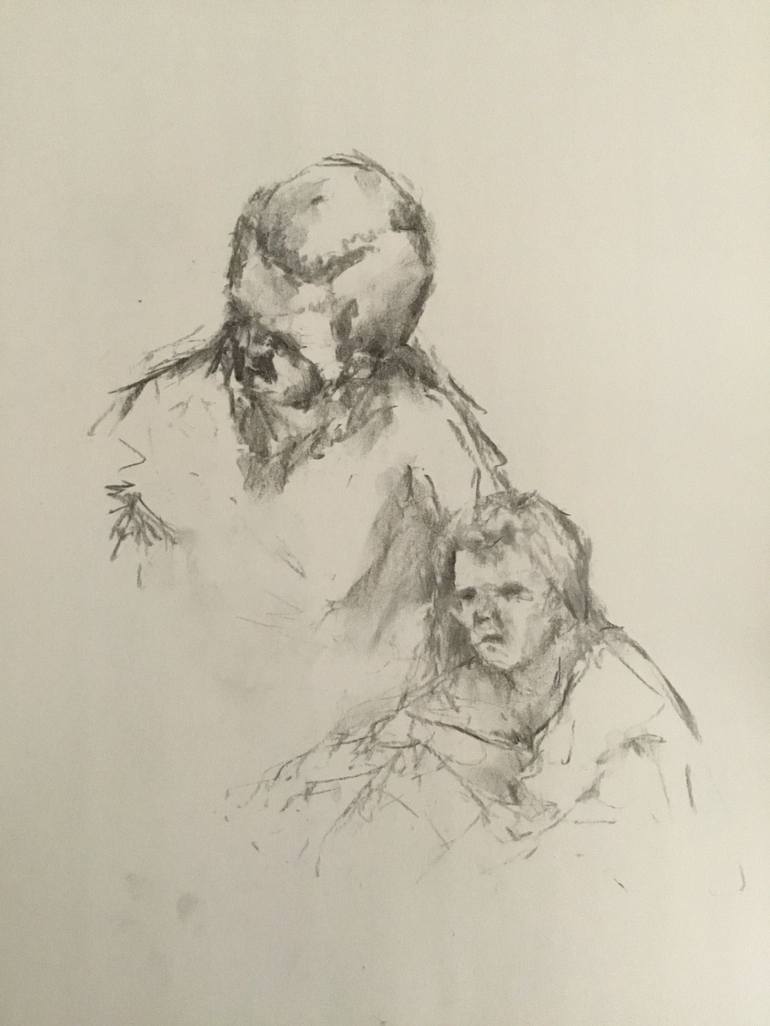 Two figures Drawing by Dan Peled | Saatchi Art