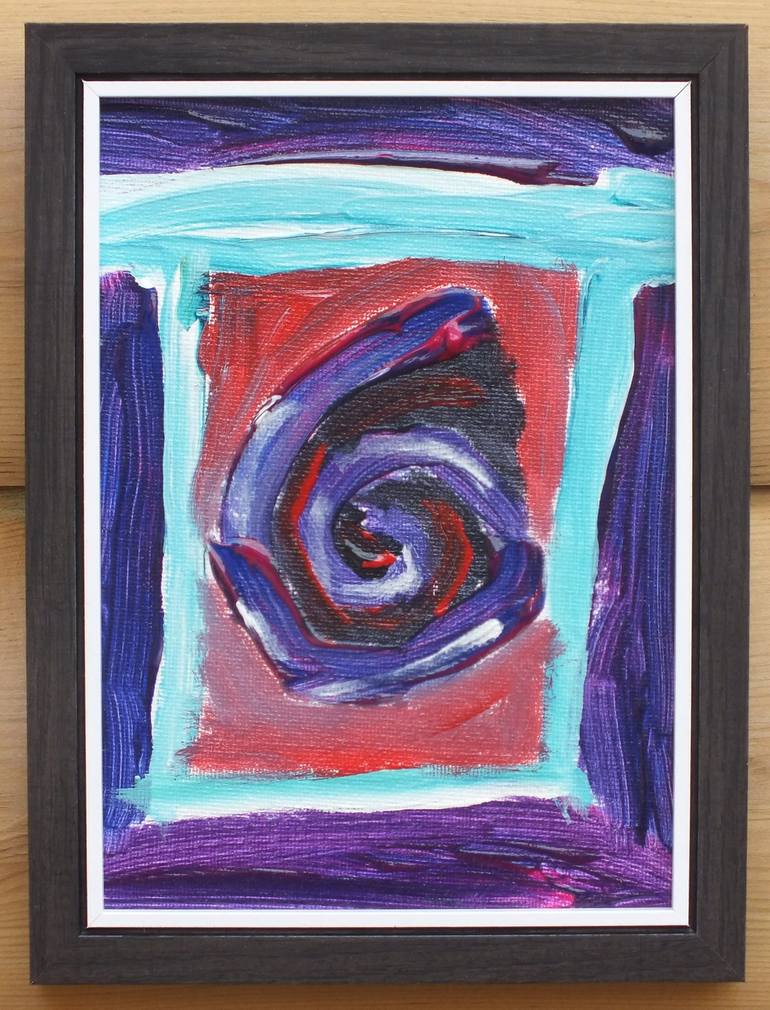 Miniature Abstract Painting, Fortified, Framed, Signed Painting by ...