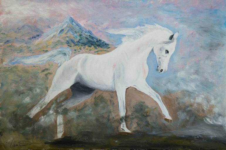 White horse Painting by Nikolaj Fomin | Saatchi Art