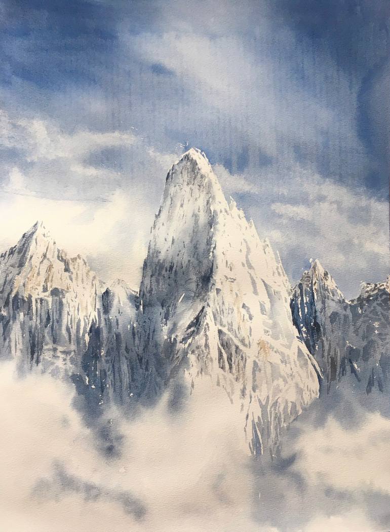 French Alps Chamonix Mountains Painting Painting by Alexandra Strokina ...