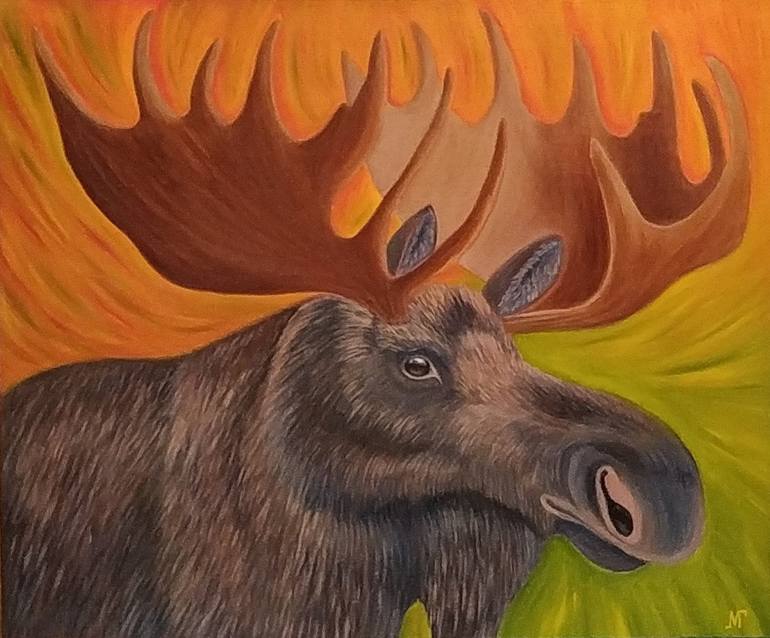 Flaming Moose Painting by Galina Mochalina | Saatchi Art