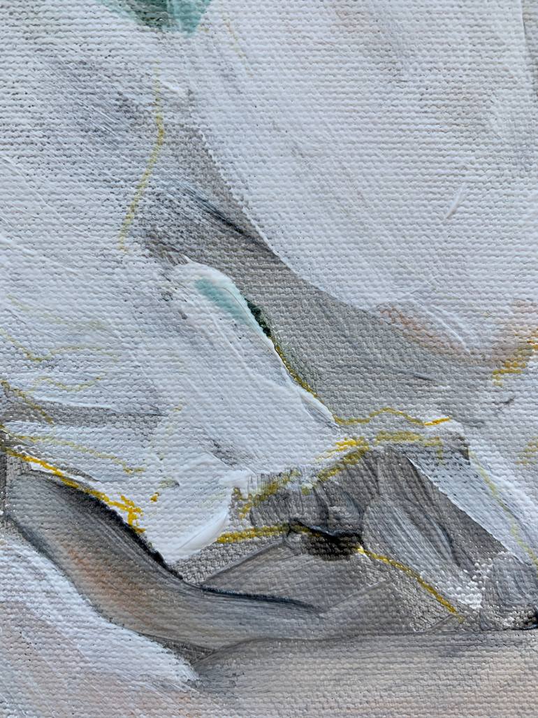 Abstract white peony Painting by Ilze Ergle-Vanaga | Saatchi Art