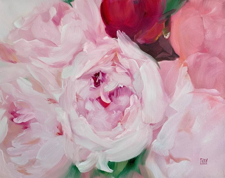 PINK PEONIES BOUQUET Painting by Ilze Ergle-Vanaga | Saatchi Art