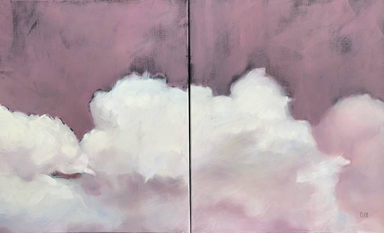 MARSHMALLOW CLOUDS / SET OF 2 Painting by Ilze Ergle-Vanaga | Saatchi Art