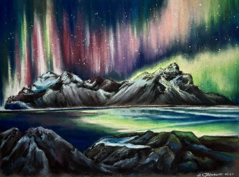 Abstract Painting Abstract Landscape Northern Lights Landscape Original ...
