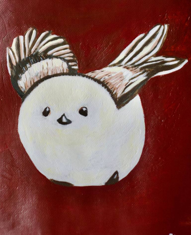 Shima-Enaga Birds Painting by Jen Larangeira | Saatchi Art