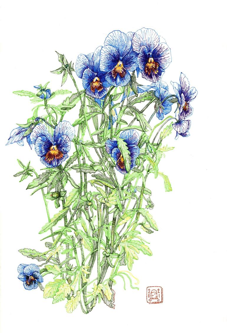 Анютины глазки Painting by Elena Didenko | Saatchi Art