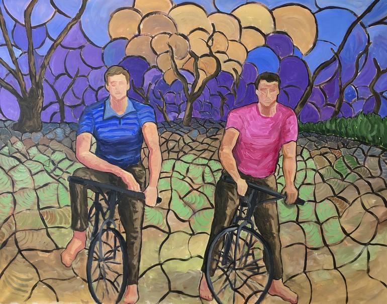 Bike riders Painting by Victor Ferrari | Saatchi Art