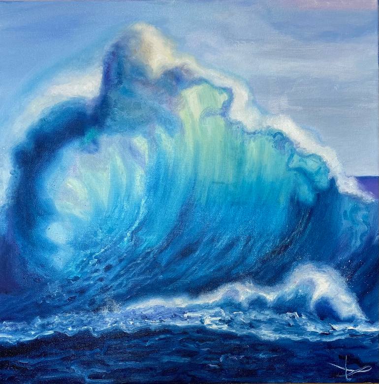 The Turquoise Wave Painting by Asmaa Locker | Saatchi Art