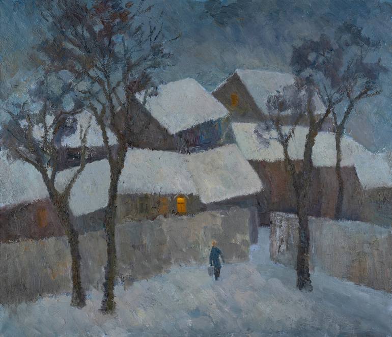 Winter twilight Painting by Alexander Kostenko | Saatchi Art
