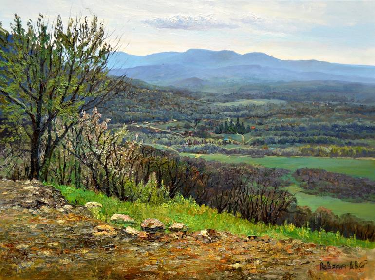 Oil painting landscape mountain valley Painting by Dmitry Revyakin ...