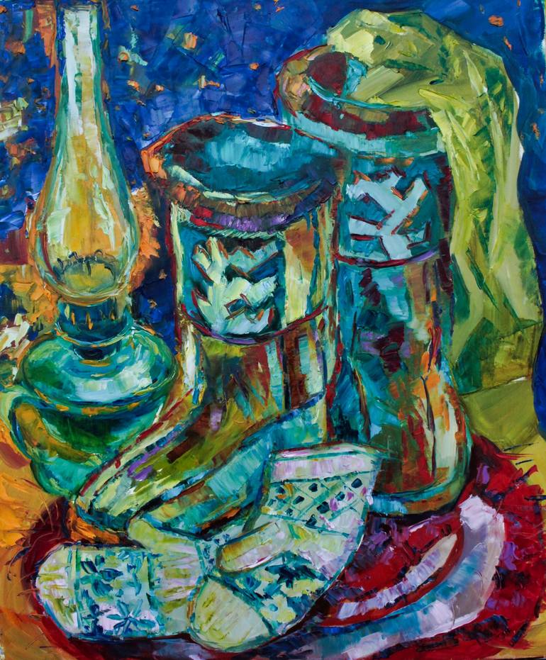 Russian Winter - original oil painting on canvas, wall interior ...