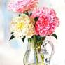Peonies Painting by Yulia Krasnov | Saatchi Art