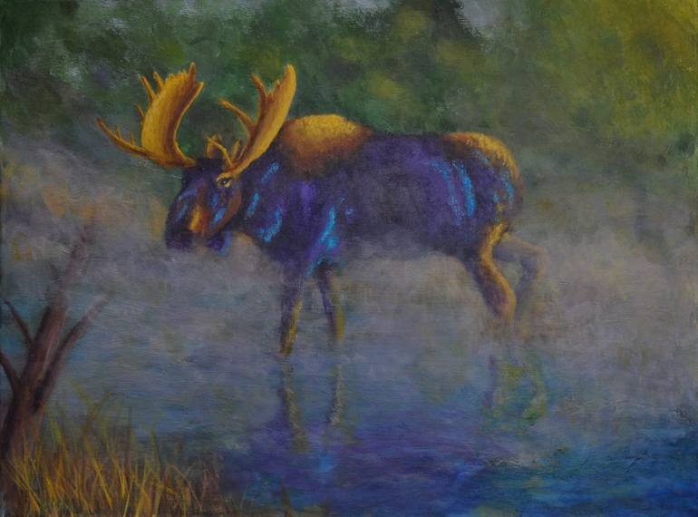 Mystic Moose Painting by David Beddow | Saatchi Art
