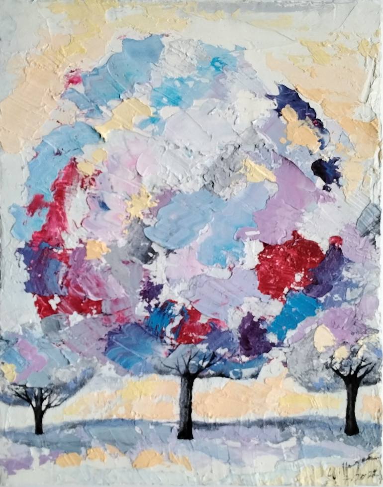 Flowering trees Painting by Carolina Villagra-Roth | Saatchi Art