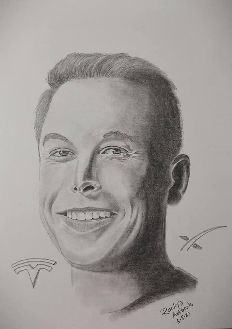 ELON MUSK TESLA SPACEX Drawing by RONAK PRAJAPATI | Saatchi Art