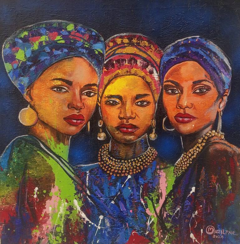 Sisters forever Painting by Jafeth Moiane | Saatchi Art