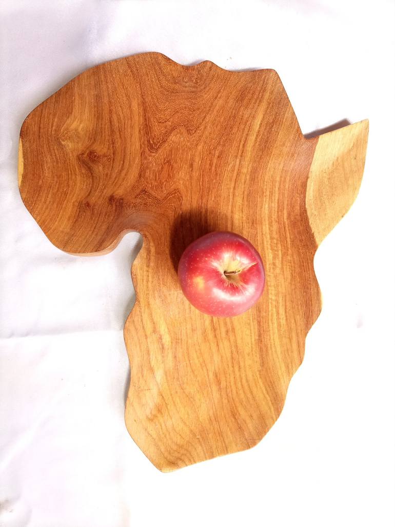 Map of Africa, Fruit Bowl handmade of Umbila wood Sculpture by Jafeth ...