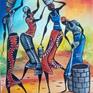 African women carrying water from well painting, African art Painting ...