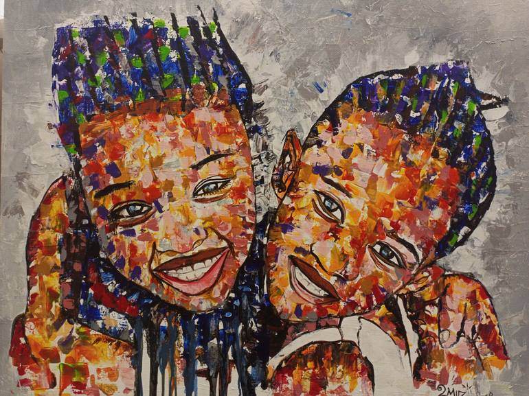 Painting of sisters, Art Africain, Arte Africana, Africa Painting by ...
