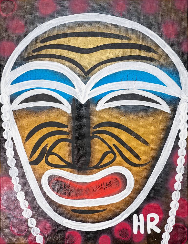 The Hahoe Mask with Make-up On Painting by Hyera Lee | Saatchi Art
