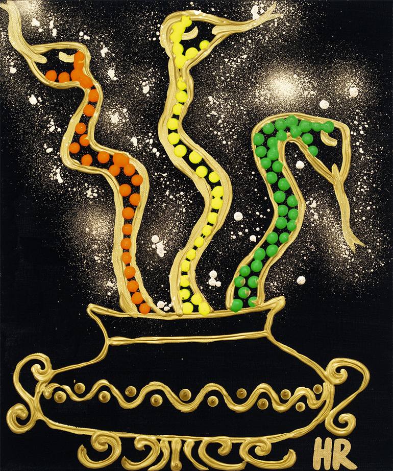 The Shining Golden Snakes Painting by Hyera Lee | Saatchi Art