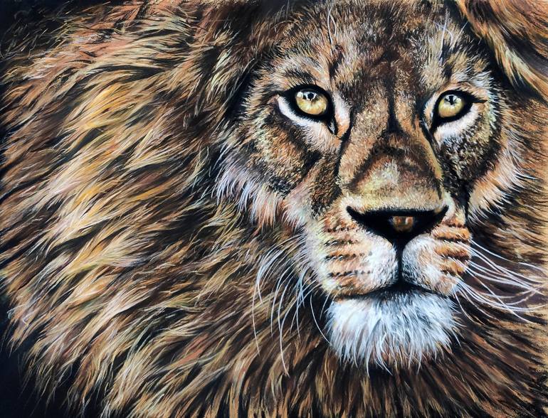 figure lion. a lion with a golden mane Drawing by Polina Putintseva ...