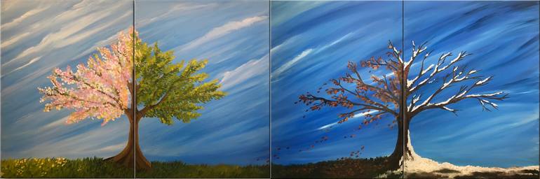 four seasons of the tree Painting by Daria Ceppelli | Saatchi Art