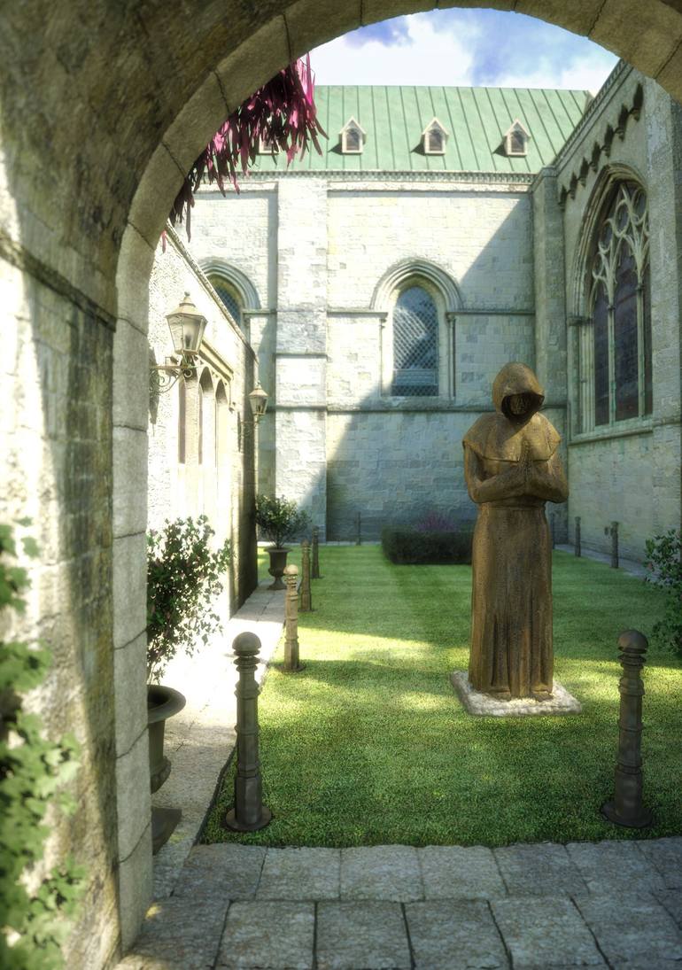 Praying Monk Mixed Media by Hugo Baptista | Saatchi Art