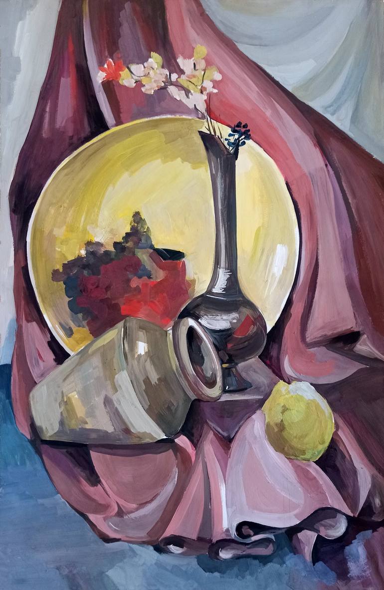 The red drapery Painting by Anush Hambardzumyan | Saatchi Art