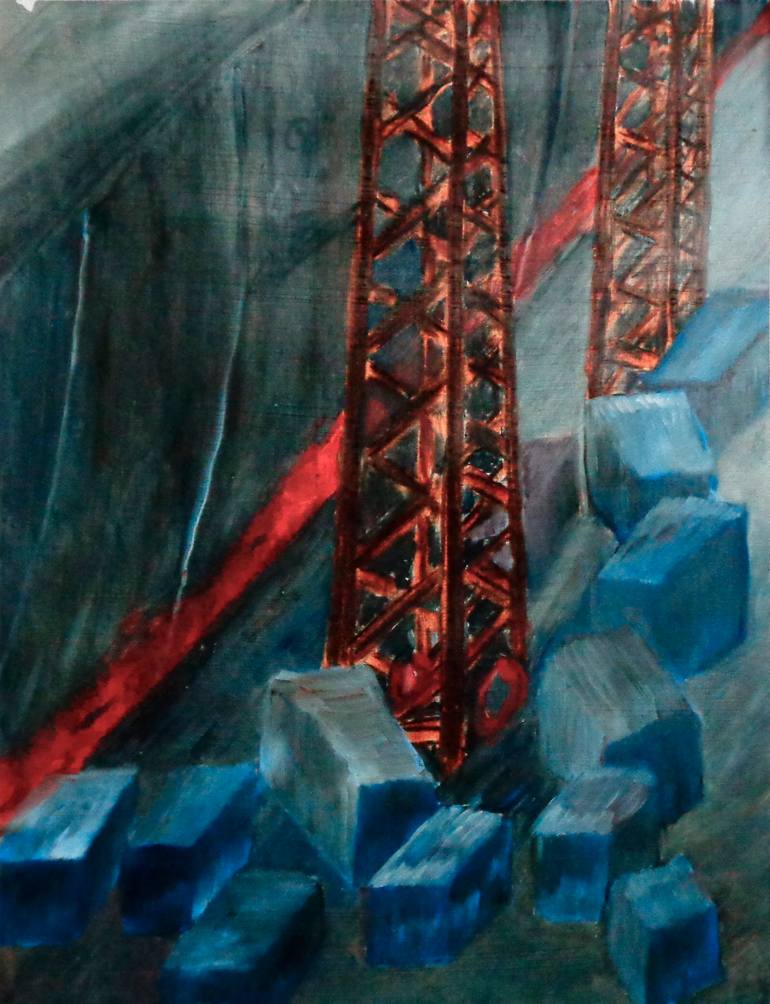 Loading docks 01 Painting by John Wang | Saatchi Art