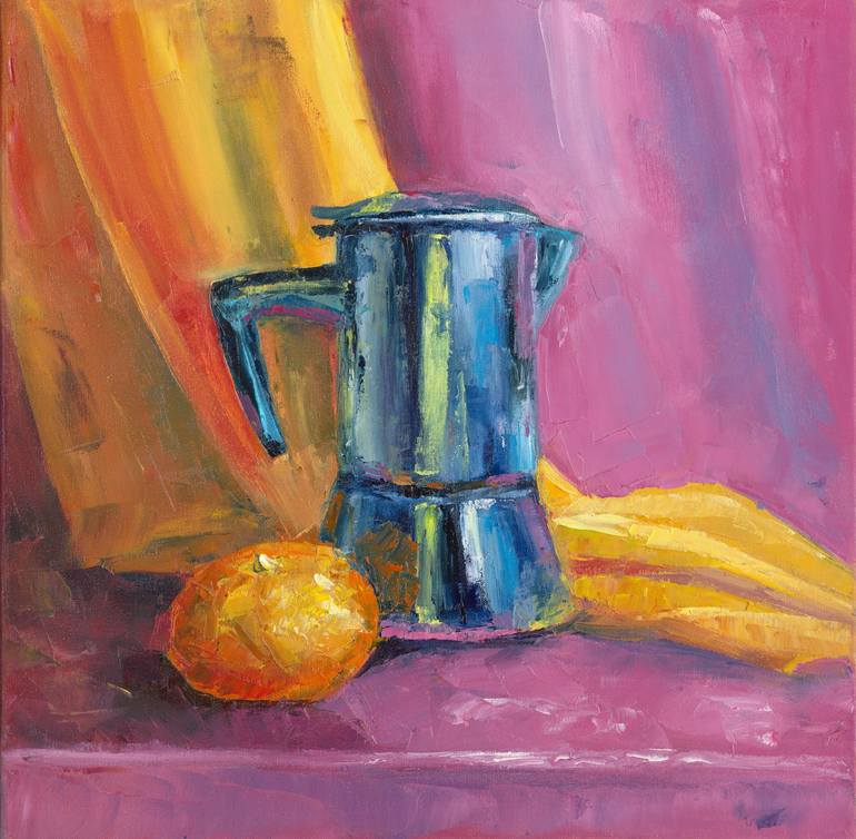 Still life with tangerine Painting by Katerina Zhuchenko Redheadkat ...