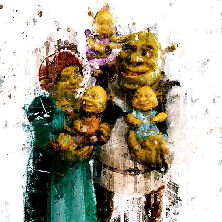 Cartoon Shrek Family character painting watercolor animation Painting ...