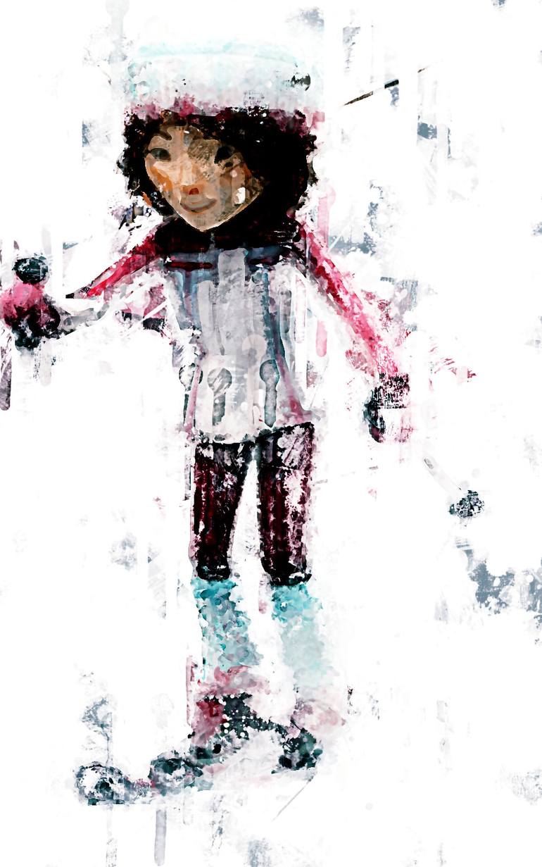Cartoon Snowtime Movie Character Sophie skiing character painting ...