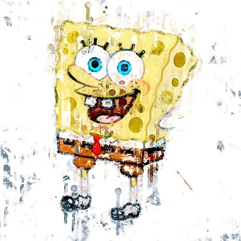 Cartoon Spongebob Happy character painting watercolor animation ...